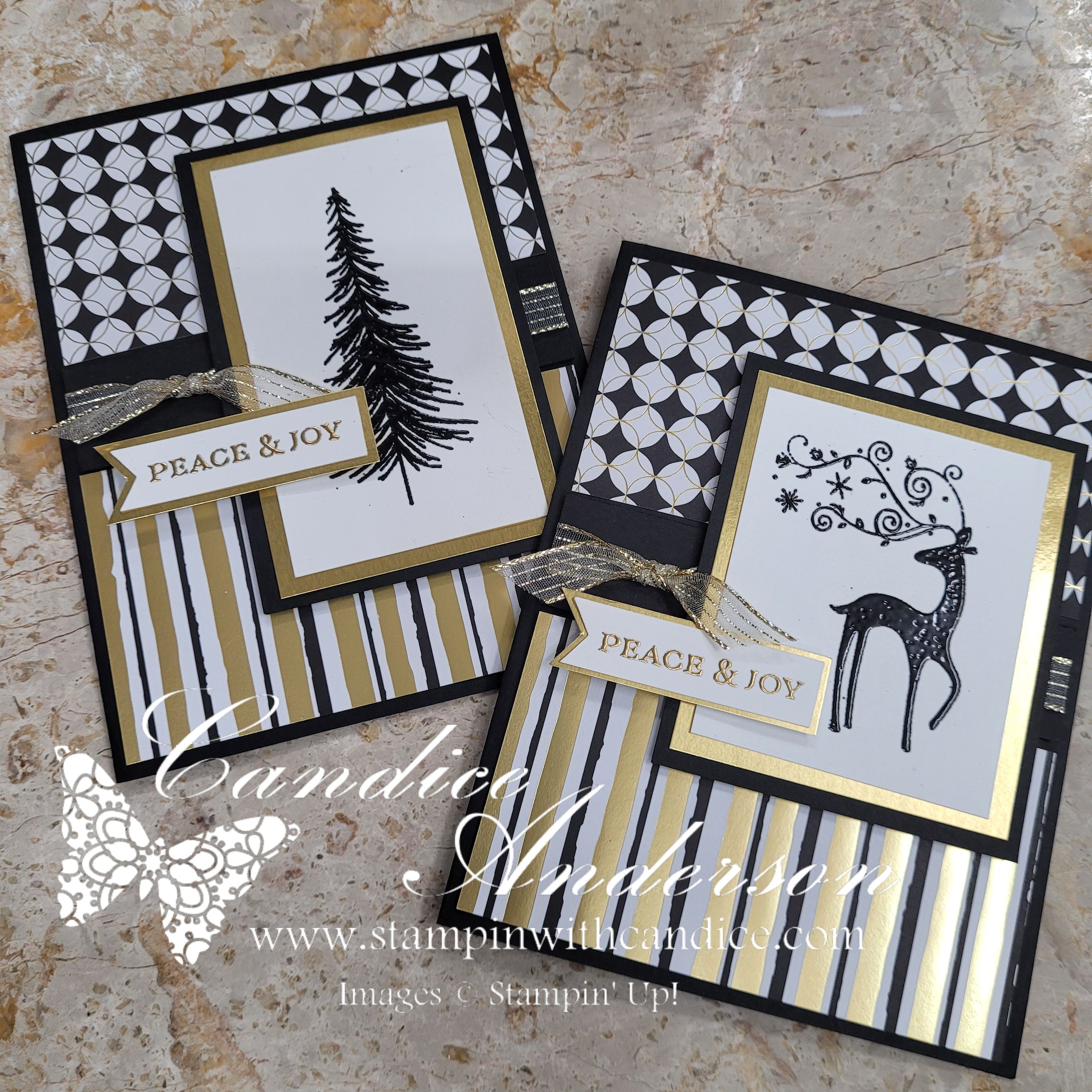 Elegant Black, White & Gold Christmas Card Design Ideas