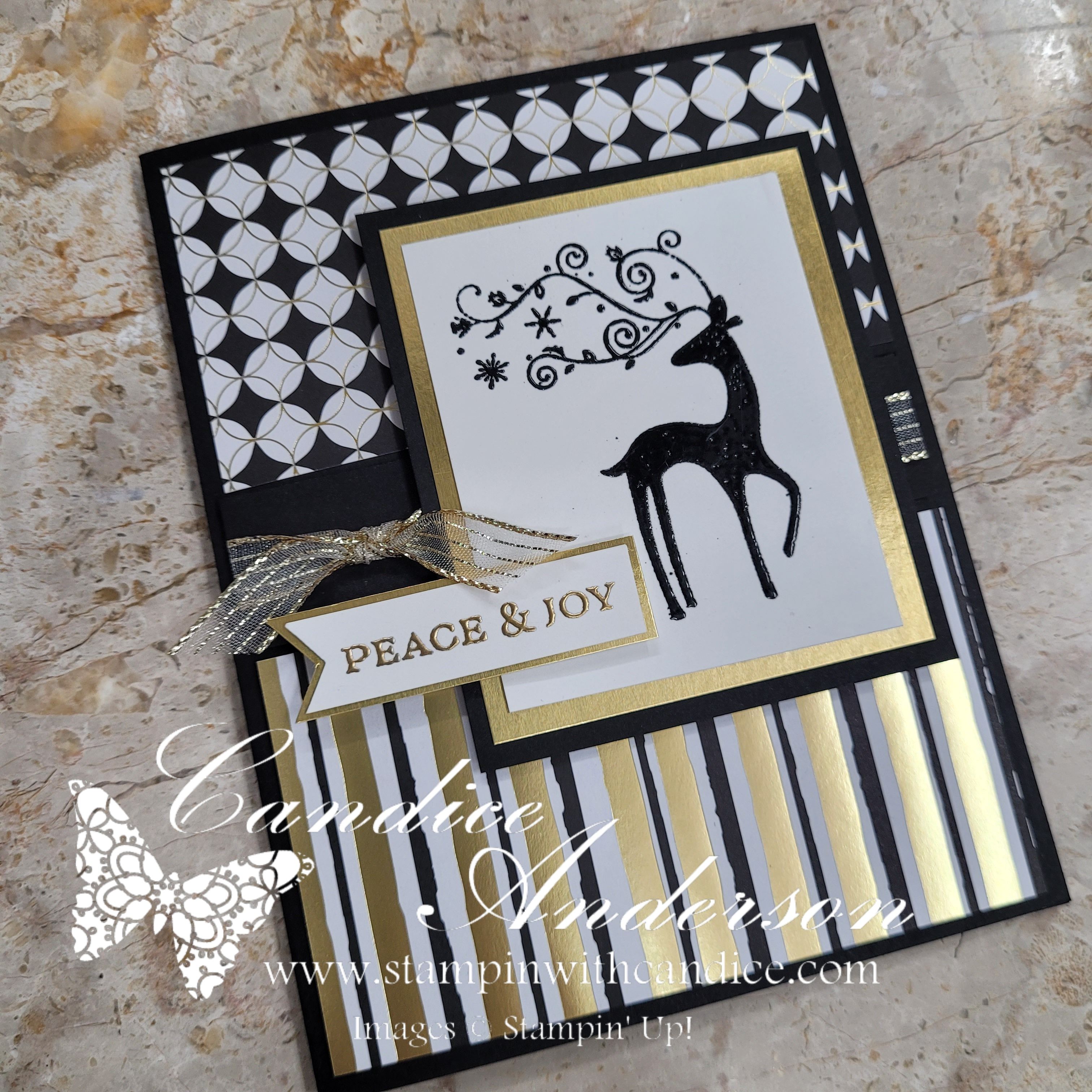 Elegant Black, White & Gold Christmas Card Design Ideas